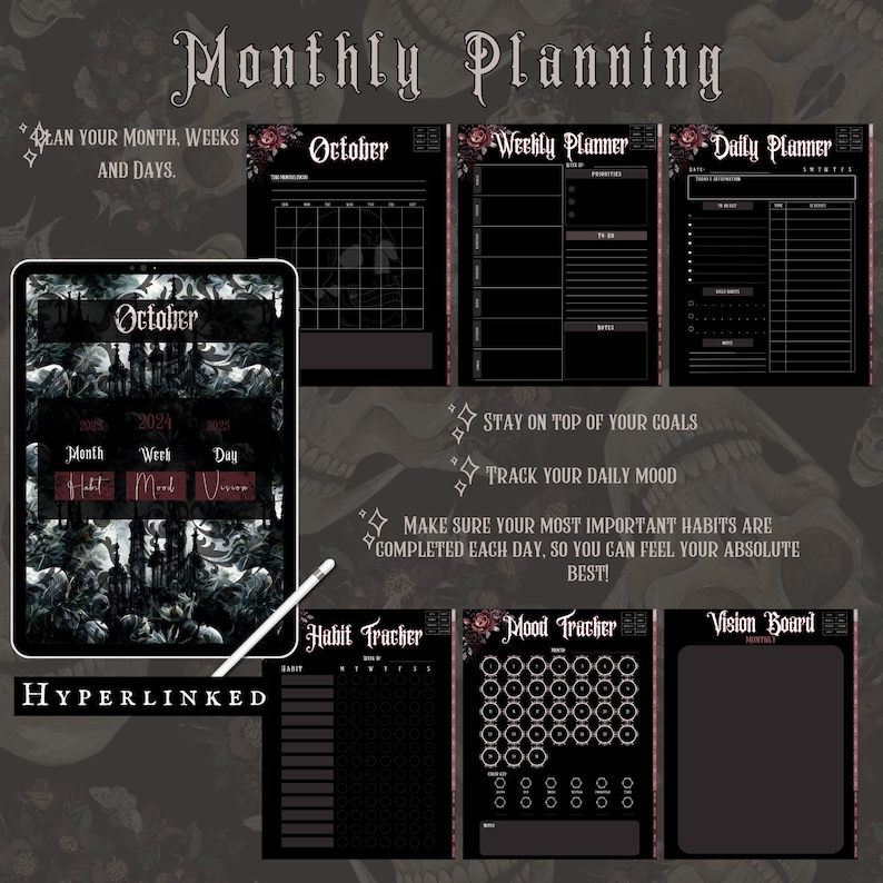 Gothic Planner Digital Planner Gothic Good Notes Planner Goth Planner ...