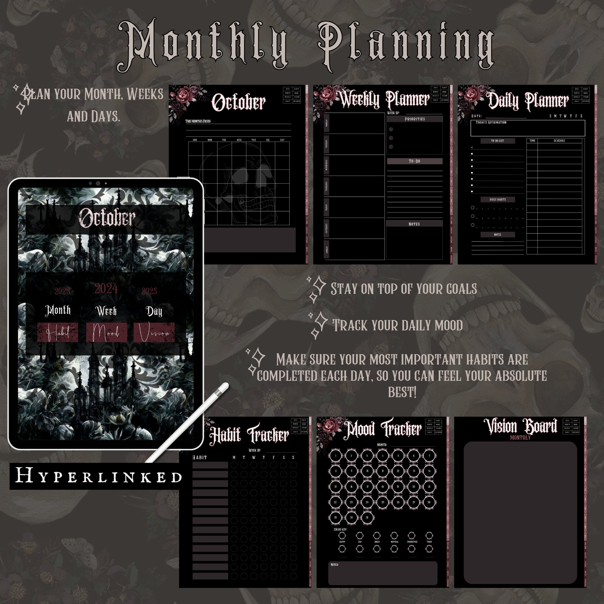 Gothic Planner Digital Planner Gothic Good Notes Planner Goth Planner ...