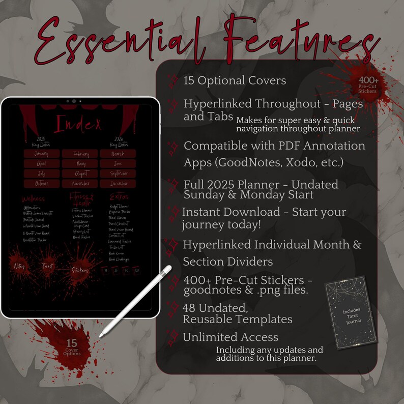 Vampire Gothic Planner Digital Planner Gothic Good Notes Planner Goth ...