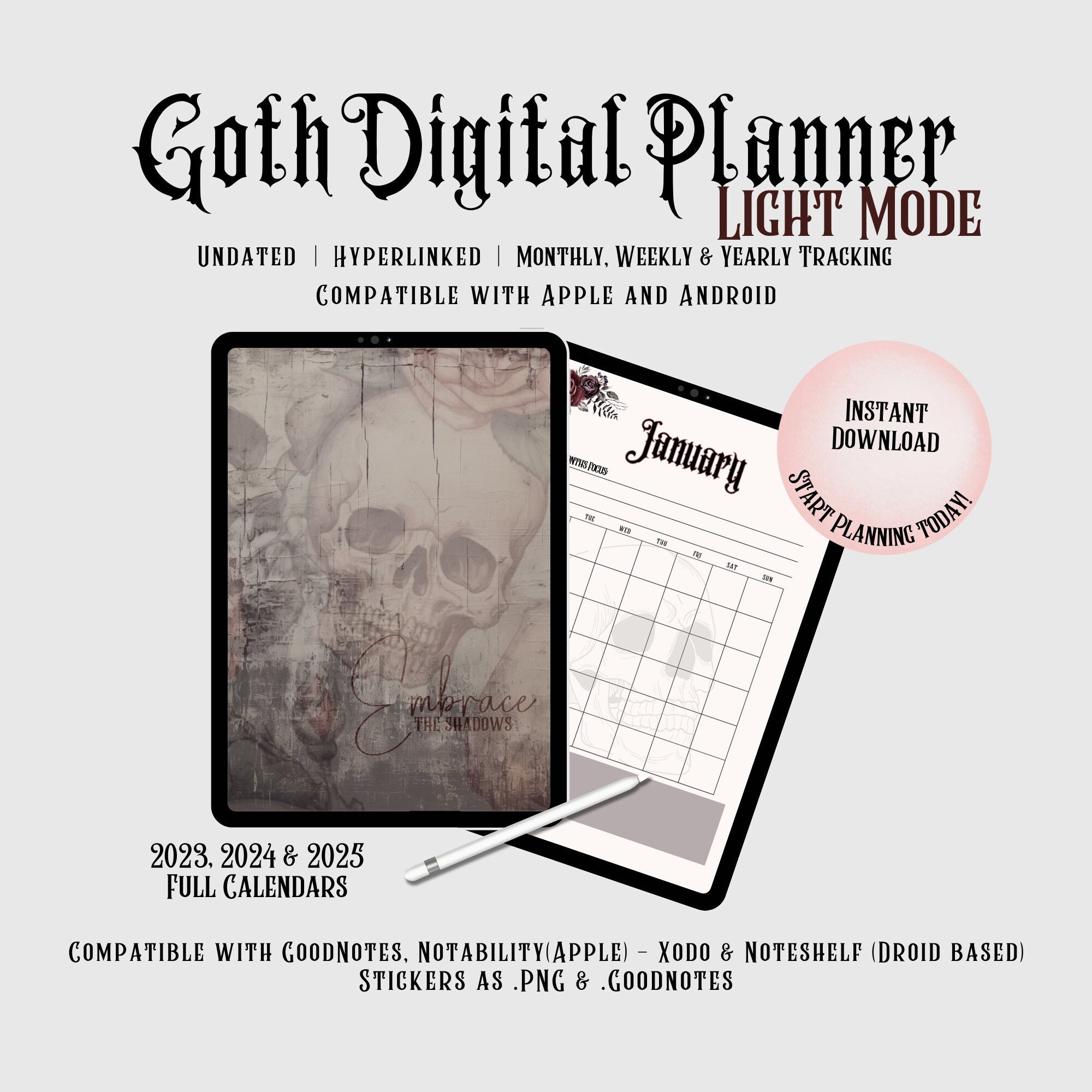 Gothic Planner Digital Planner Gothic Good Notes Planner Goth Planner ...