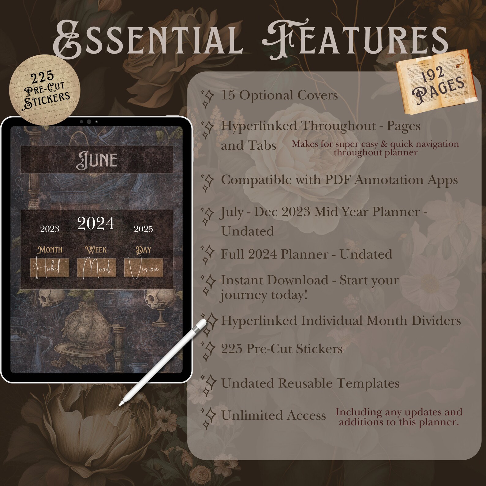 Dark Academia Journal Dark Academia Calendar Witchy Digital Planner ...
