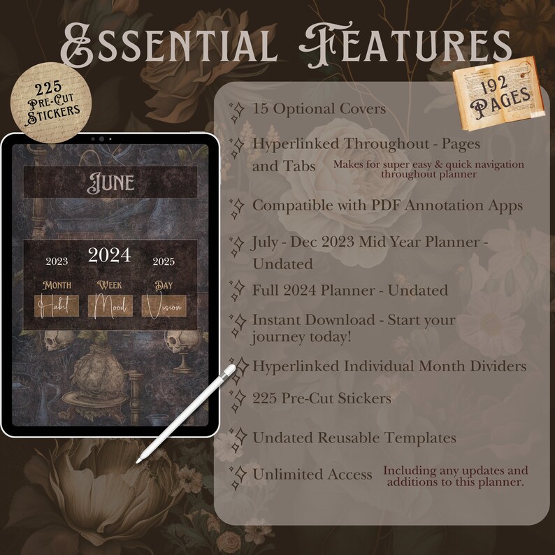 Dark Academia Journal Dark Academia Calendar Witchy Digital Planner ...