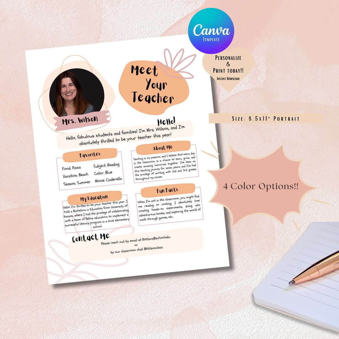 Meet the Teacher All About My Teacher Teacher About Me Meet and Greet ...