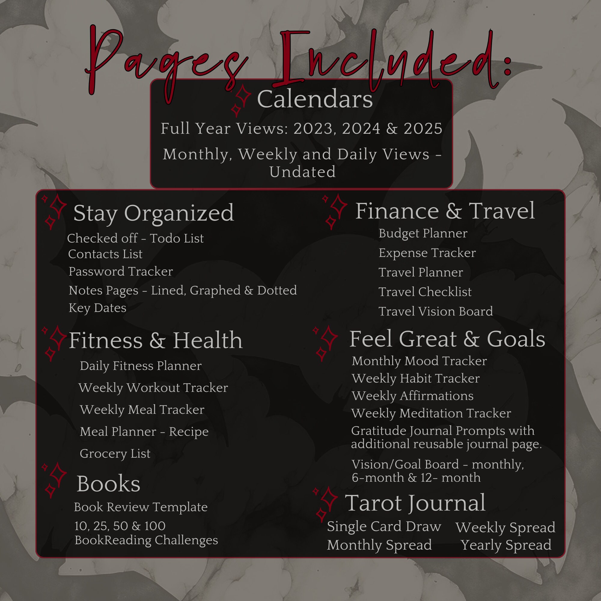 Vampire Gothic Planner Digital Planner Gothic Good Notes Planner Goth ...