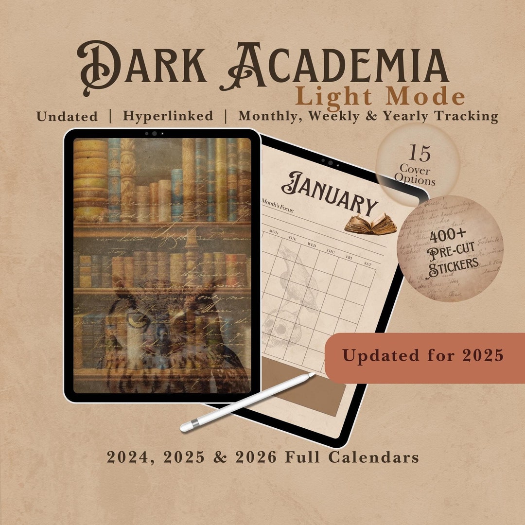 Dark Academia Journal Dark Academia Calendar Witchy Digital Planner ...