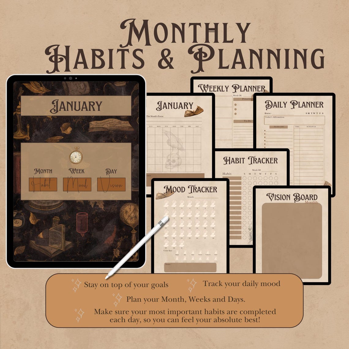 Dark Academia Journal Dark Academia Calendar Witchy Digital Planner ...