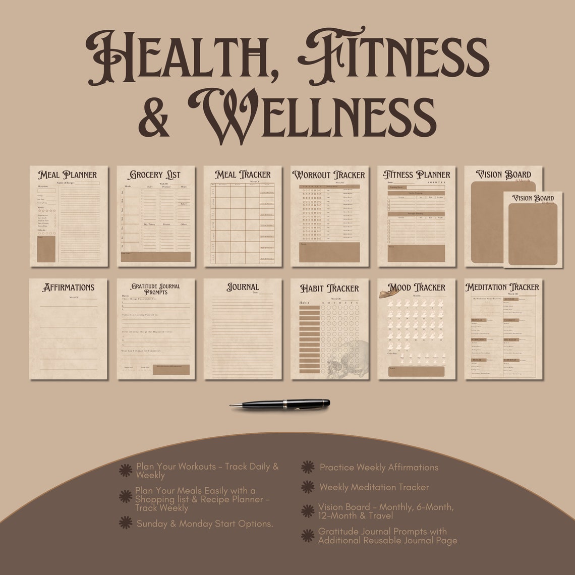 Daily Planner Printable Dark Academia Stationary Dark Academia Gifts ...