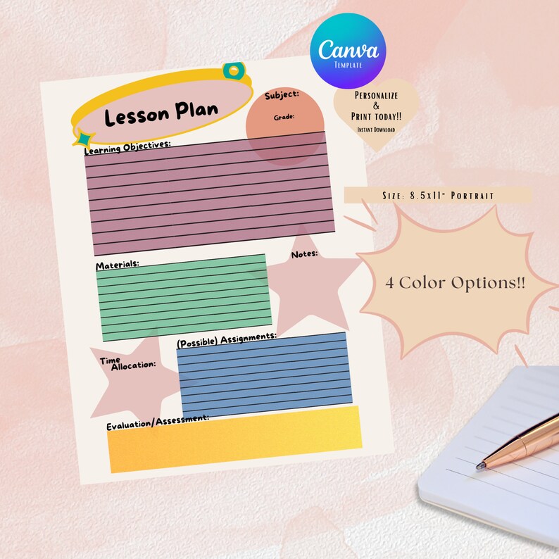 Lesson Plan Template Teacher Lesson Plans Lesson Plan Book Daily Lesson ...