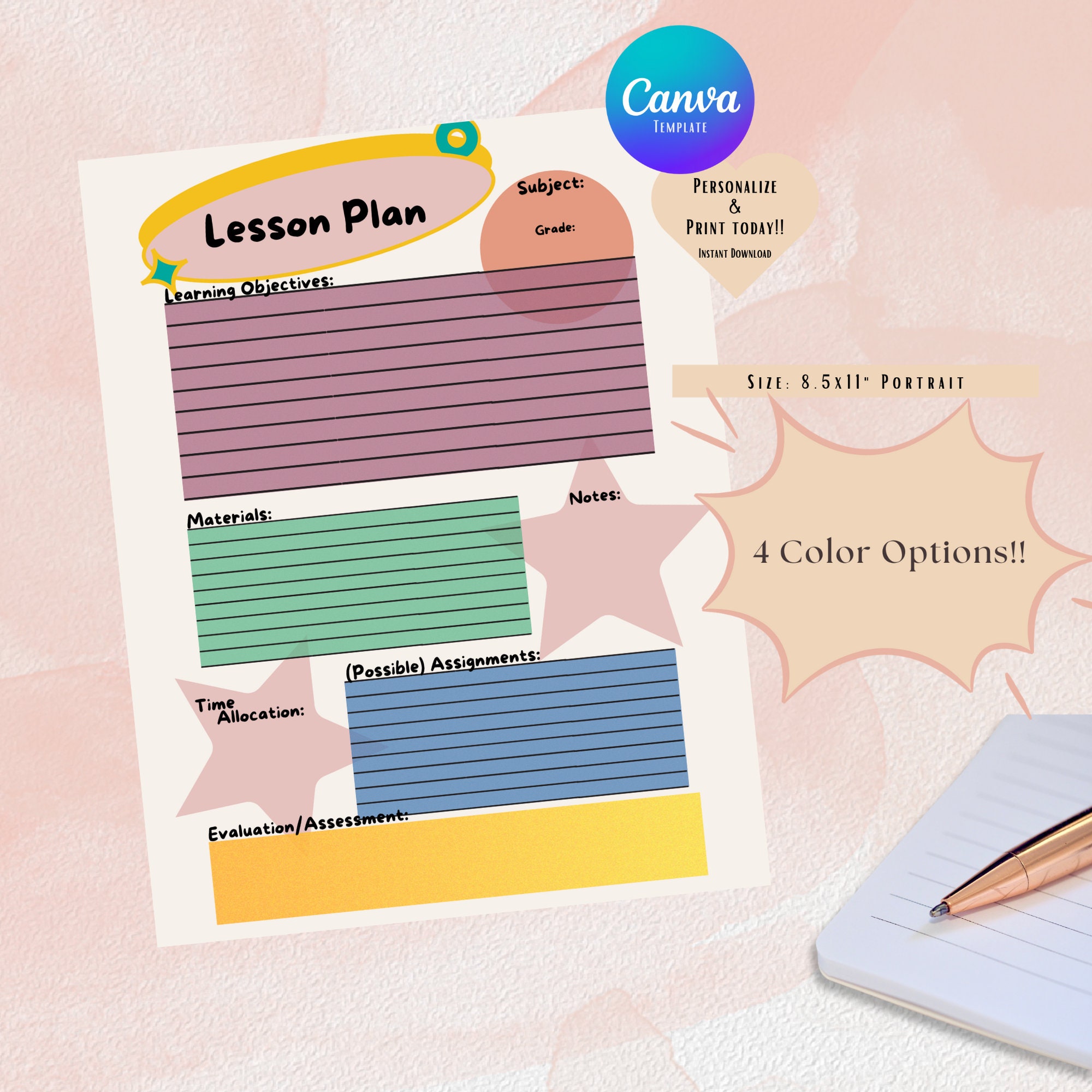Lesson Plan Template Teacher Lesson Plans Lesson Plan Book Daily Lesson ...