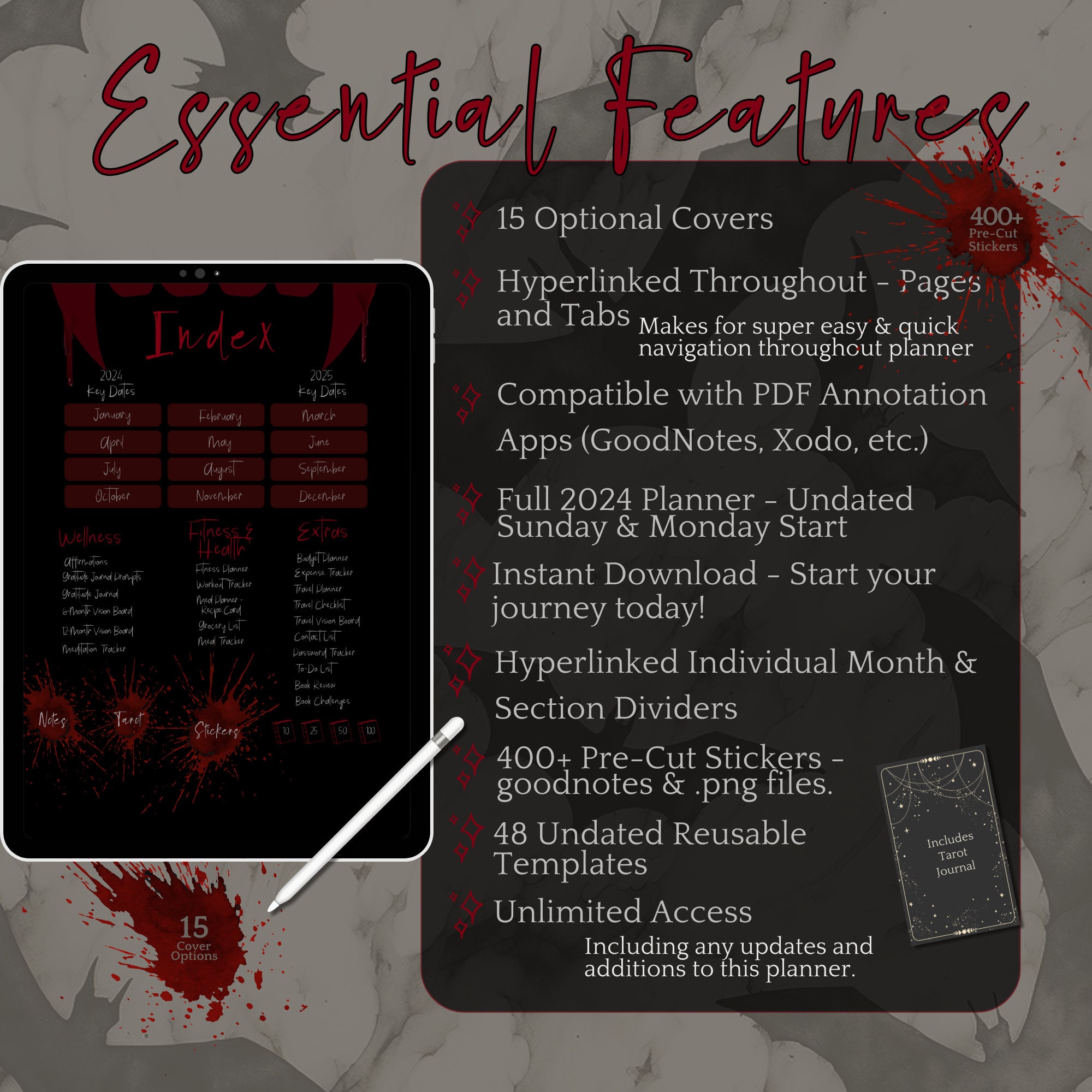 Vampire Gothic Planner Digital Planner Gothic Good Notes Planner Goth ...