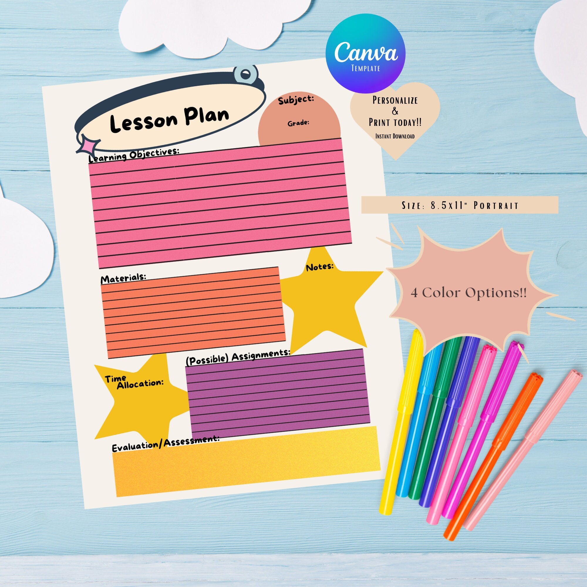 Lesson Plan Template Teacher Lesson Plans Lesson Plan Book Daily Lesson ...
