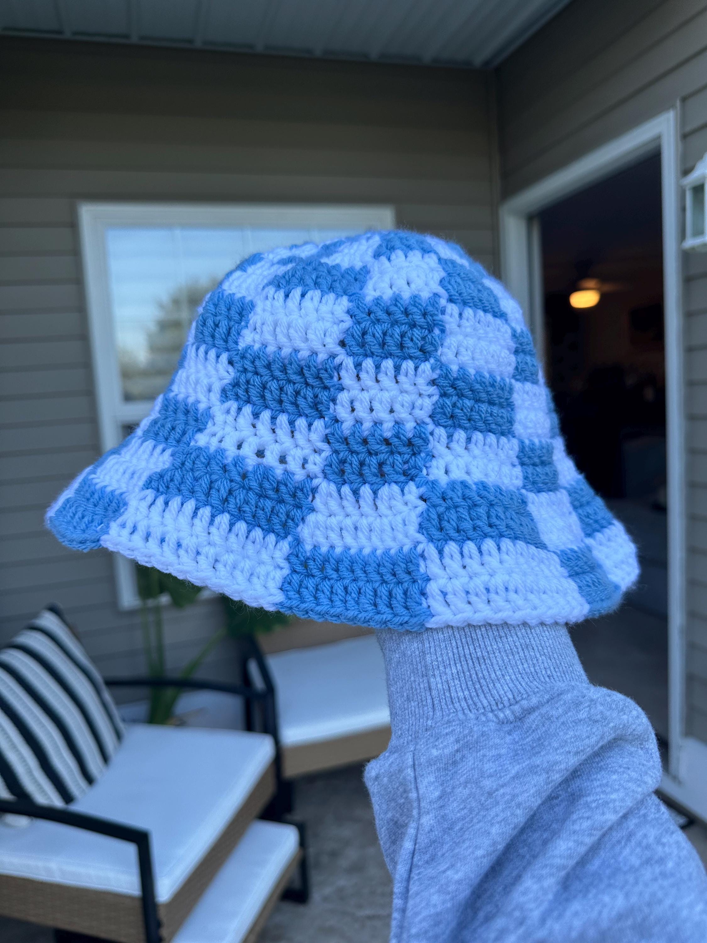 Custom Made Crocheted Checkered Bucket Hats - Etsy