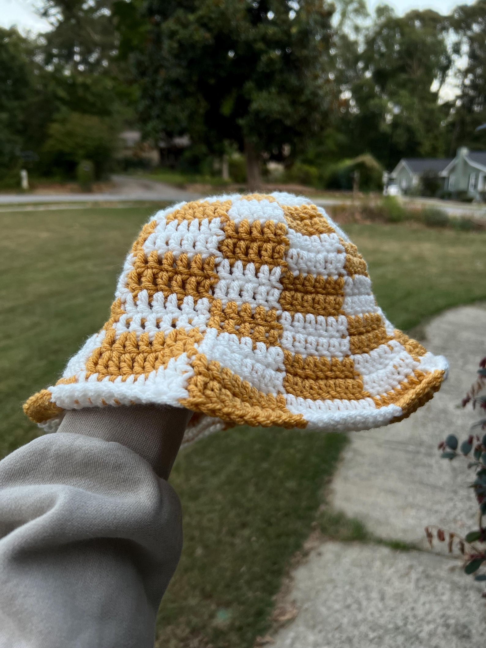 Custom Made Crocheted Checkered Bucket Hats - Etsy