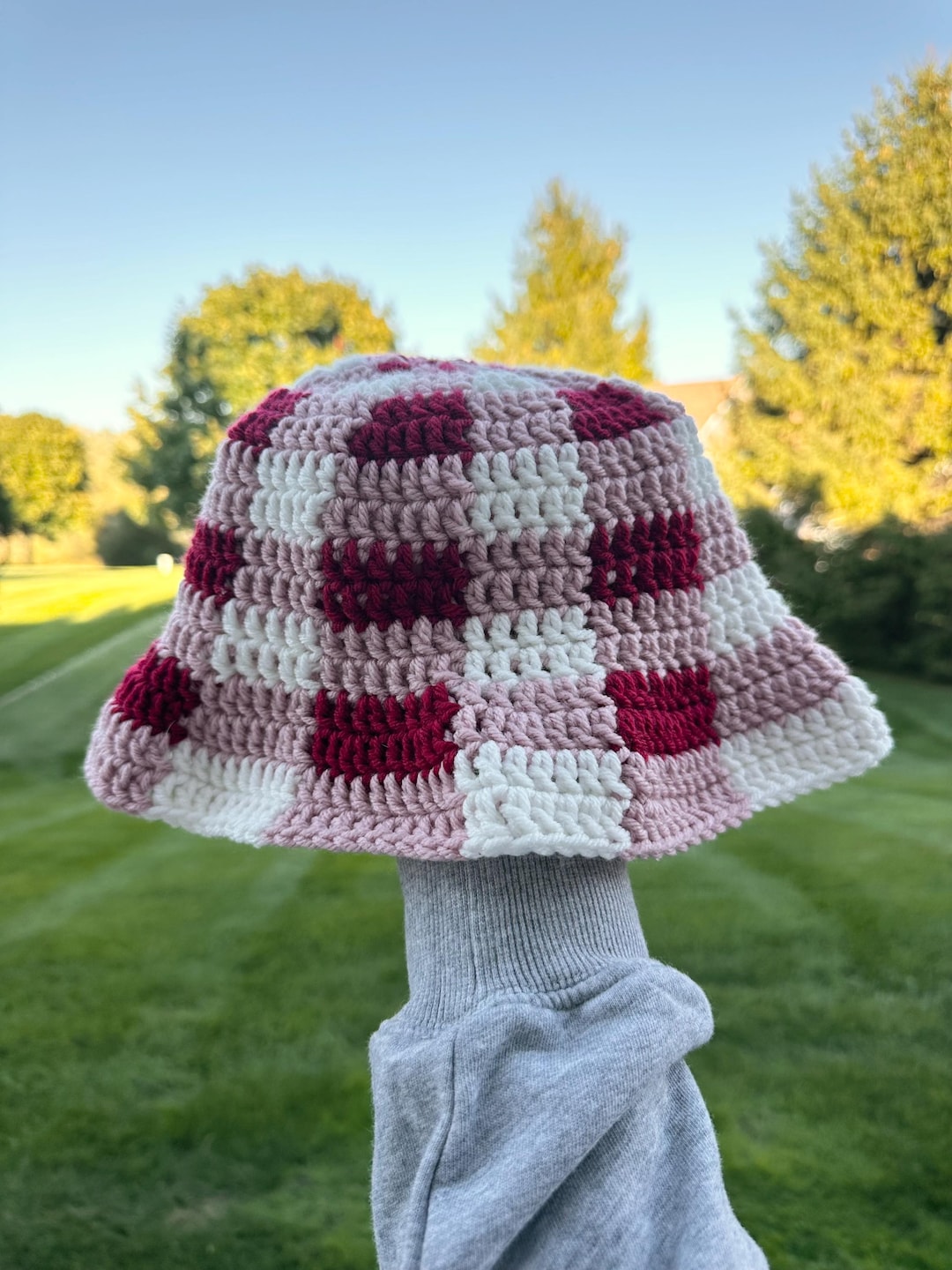 Custom Made Crocheted Checkered Bucket Hats - Etsy