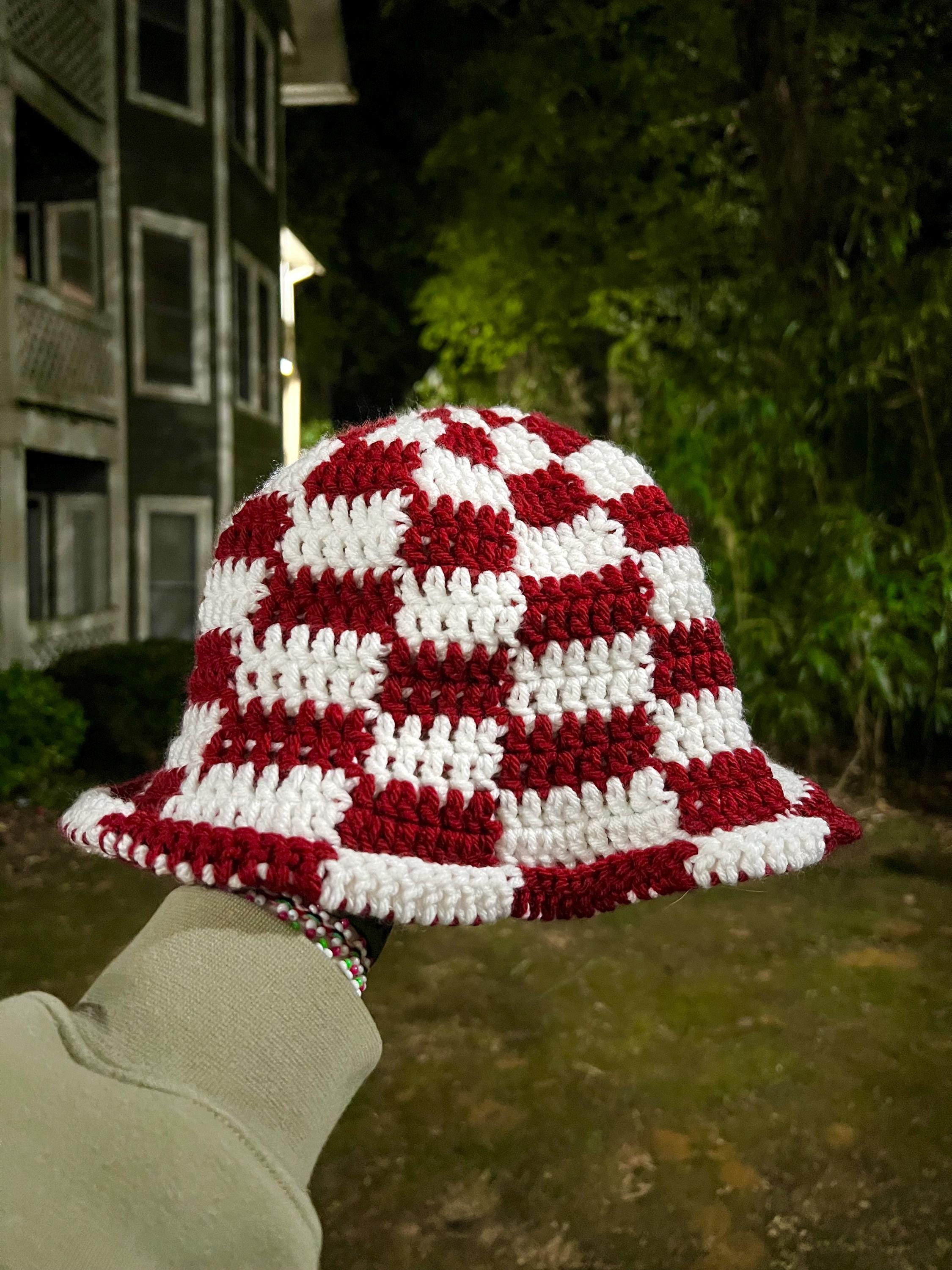 Custom Made Crocheted Checkered Bucket Hats - Etsy
