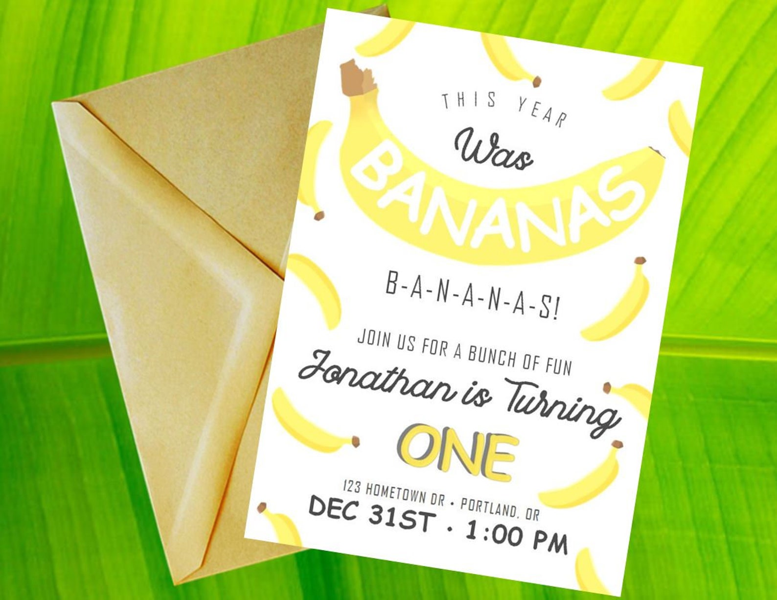 Bananas Birthday Invitation - Etsy