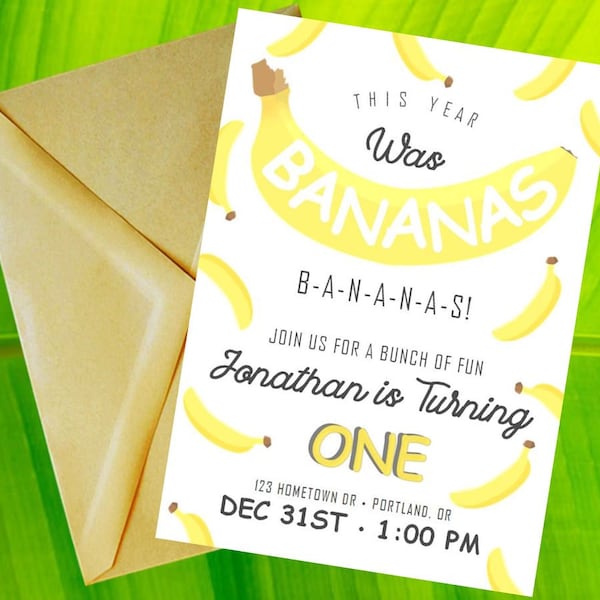 Banana First Birthday Invitation - Etsy