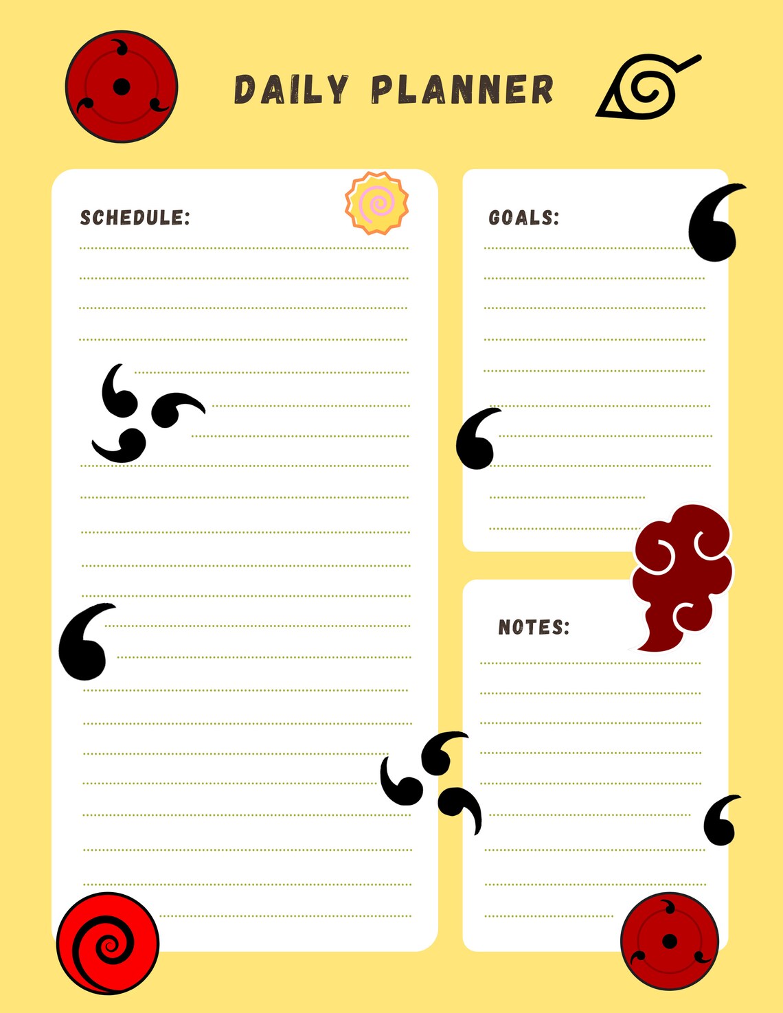 Naruto Weekly Planner Bundle - Etsy