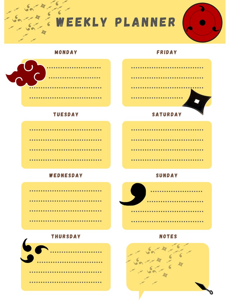 Naruto Weekly Planner Bundle - Etsy