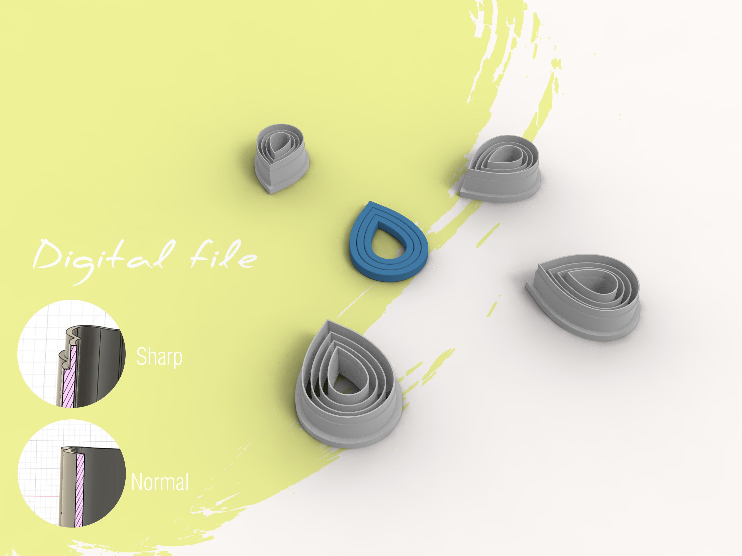 Fat Drop With Lines Polymer Clay Cutter Digital STL File 4 - Etsy