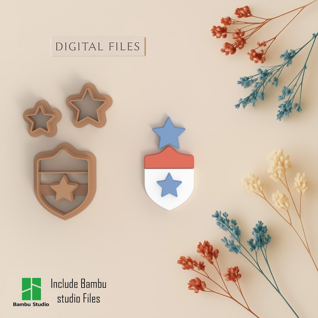 Shield 4th of July Polymer Clay Cutters | Digital STL File | 4 Sizes - Etsy