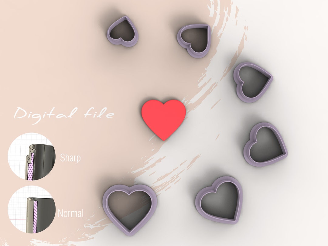 Heart Clay Cutter | Digital STL File | 6 Sizes | 2 Cutter Versions - Etsy