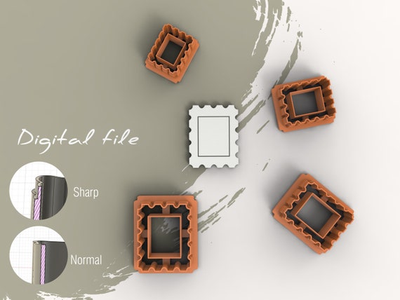 Postal Stamp Polymer Clay Cutter Digital STL File 5 Sizes | Etsy