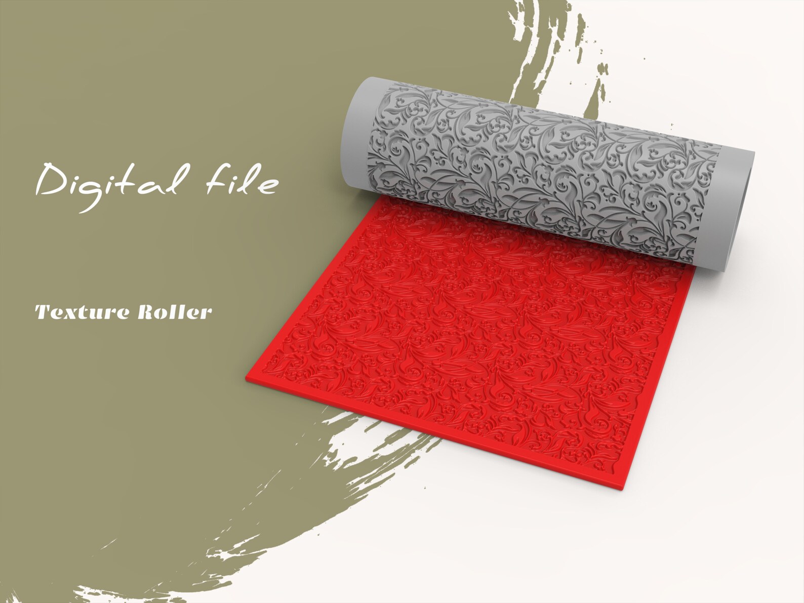 Floral A Polymer Clay Seamless Texture Roller Digital STL - Etsy