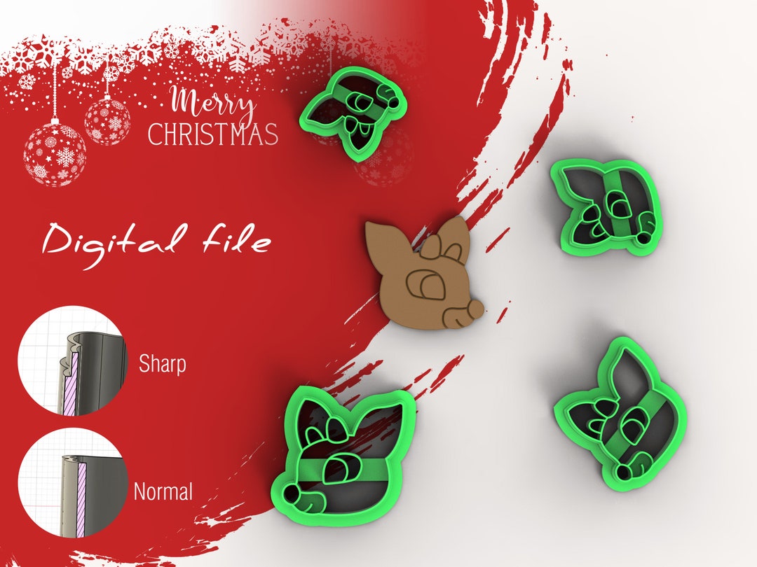 Rudolph Christmas Polymer Clay Cutter | Digital STL File | 4 Sizes | 2 ...
