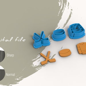Hockey Set - Jersey - Puck - Sticks Polymer Clay Cutter | STL Digital ...