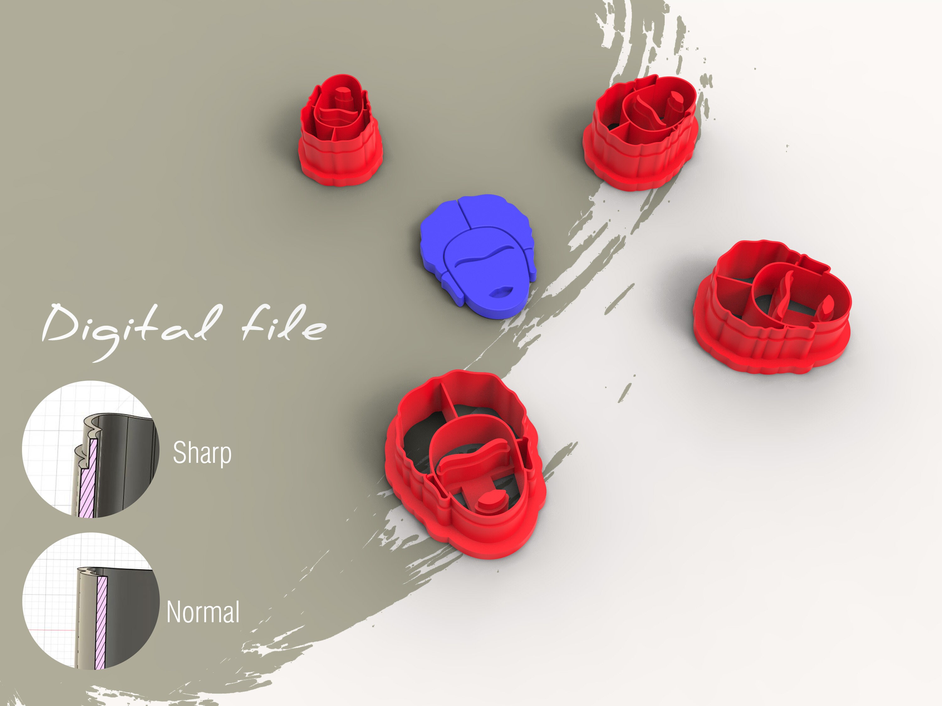 Frida 1 Polymer Clay Cutters | Digital STL File | 4 Sizes | 2 Cutter ...