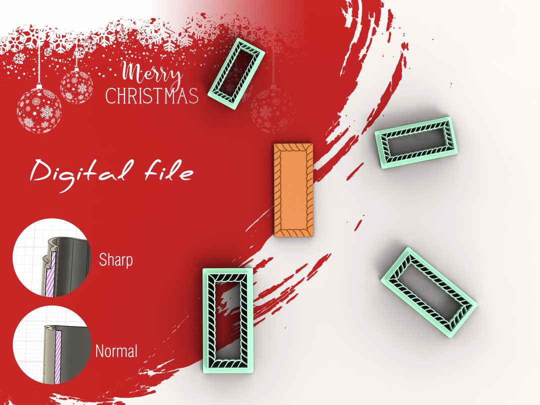 Rectangle Frame With Rope Christmas Polymer Clay Cutters | Digital STL ...