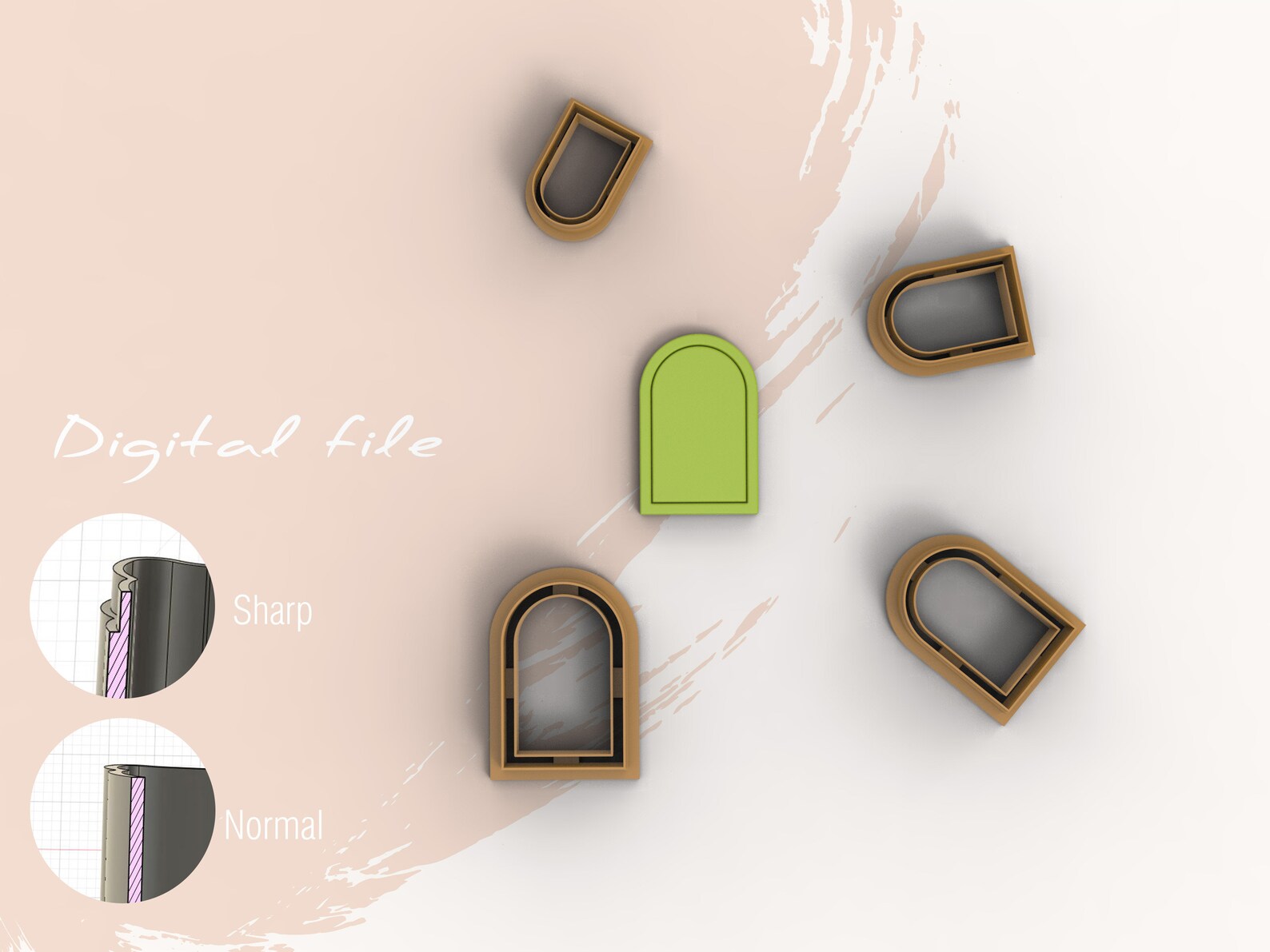 Long Arch With Line Polymer Clay Cutters | Digital STL File | 5 Sizes ...