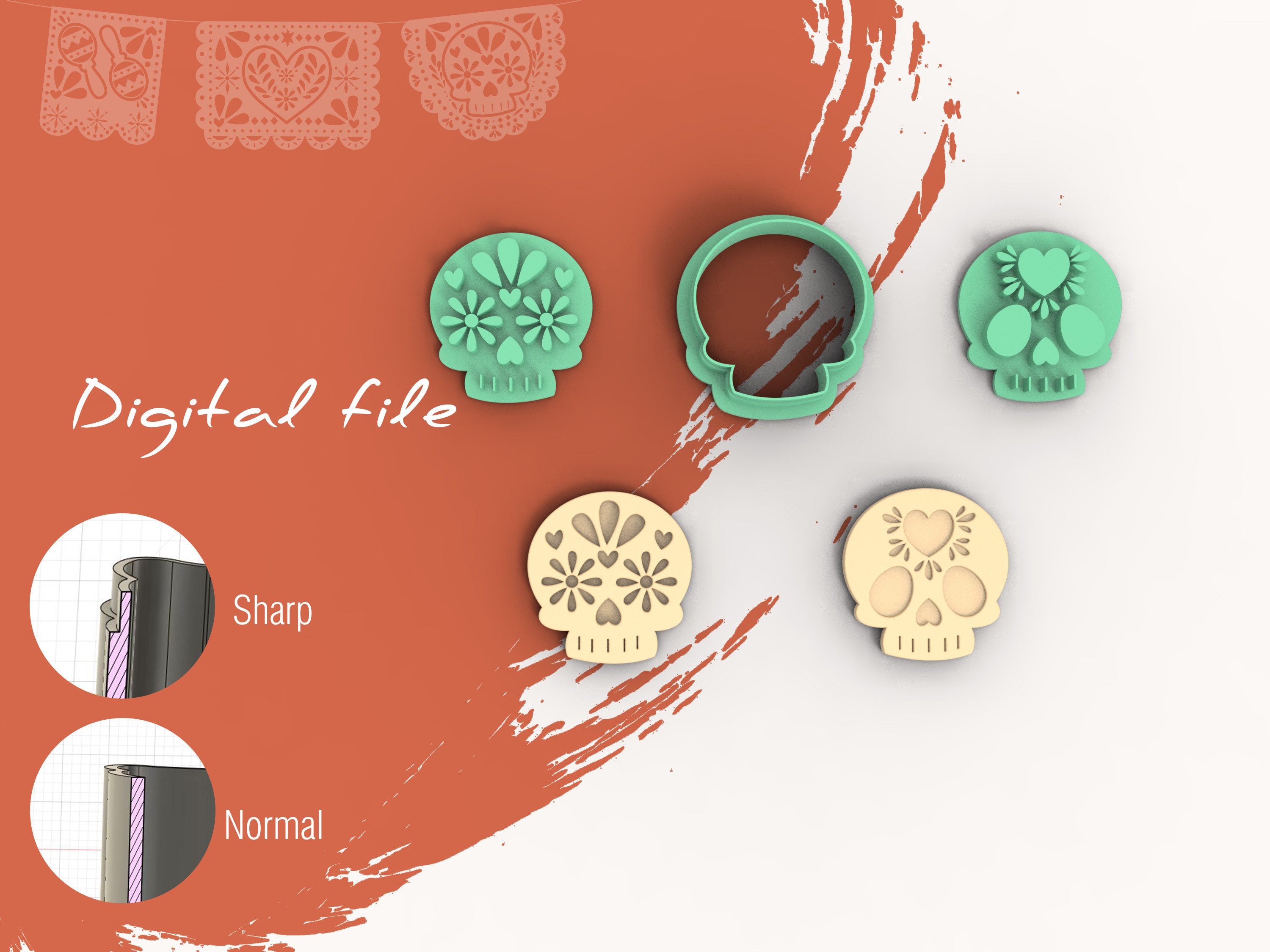 Cinco De Mayo Skull Polymer Clay Cutter Digital STL File 4 - Etsy