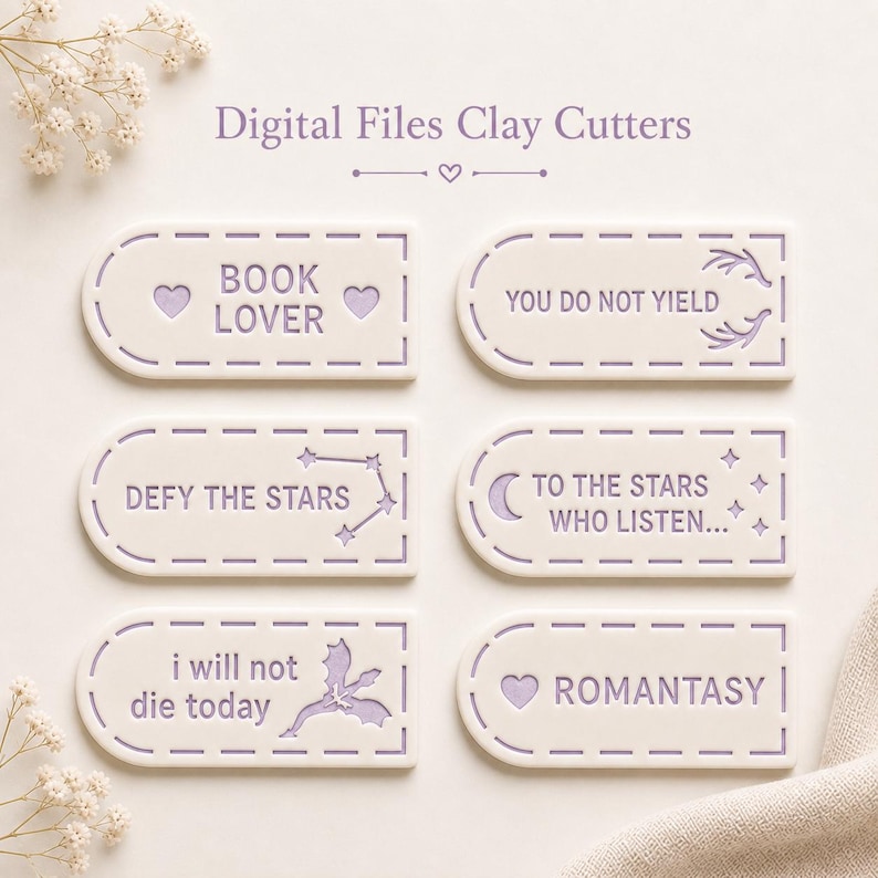 Romantasy Bookmark Polymer Clay Cutters | Digital STL File | One Size ...