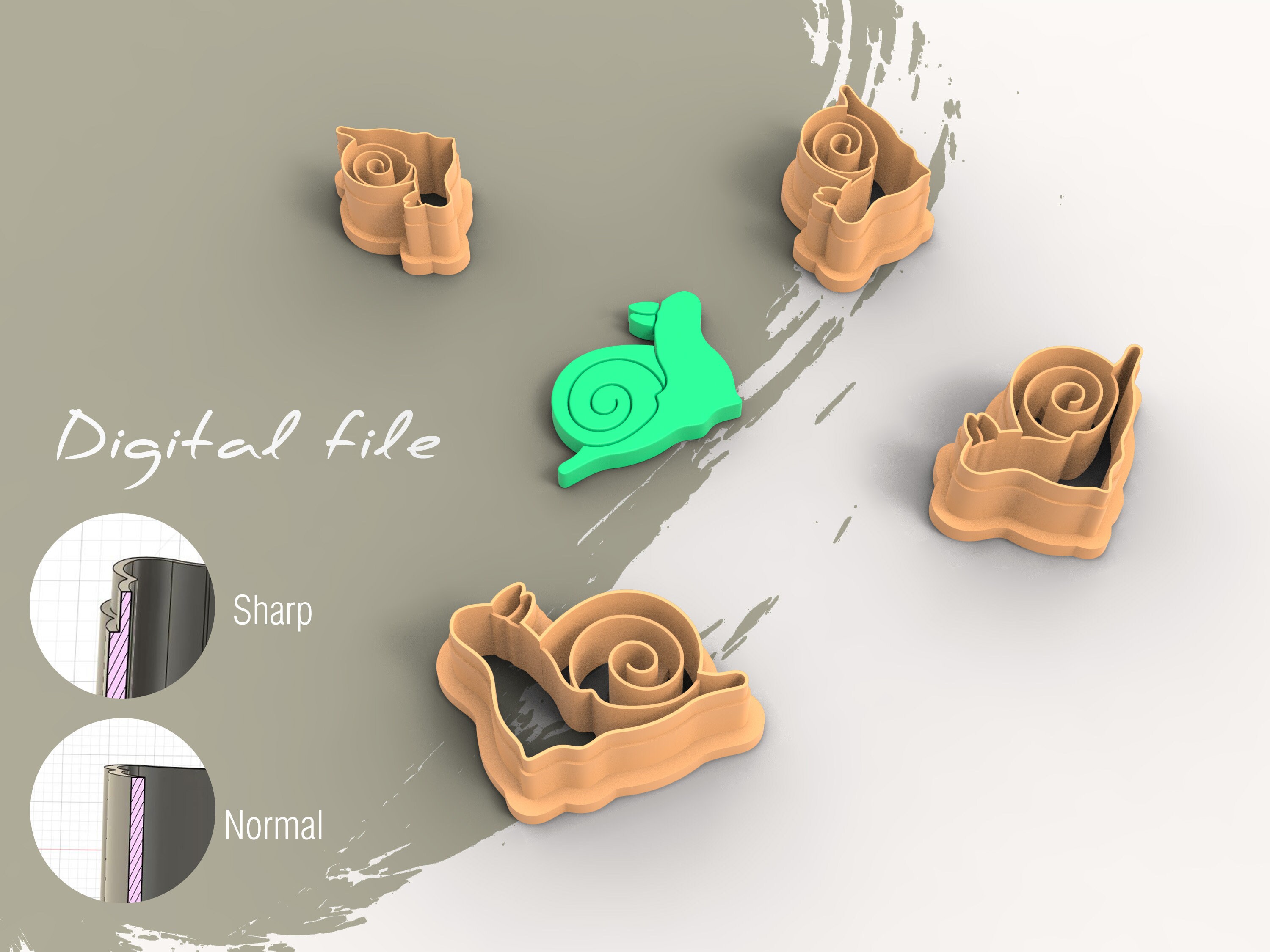 Snail Polymer Clay Cutter Digital STL File 4 Sizes 2 - Etsy