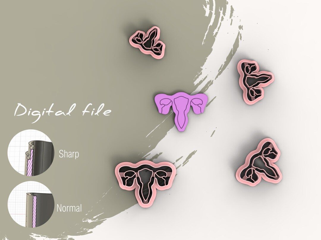 Uterus Female Polymer Clay Cutter | Digital STL File | 5 Sizes | 2 ...