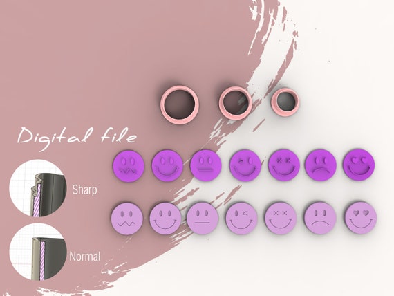 Facial Expressions Stamps Polymer Clay Cutter Digital STL - Etsy