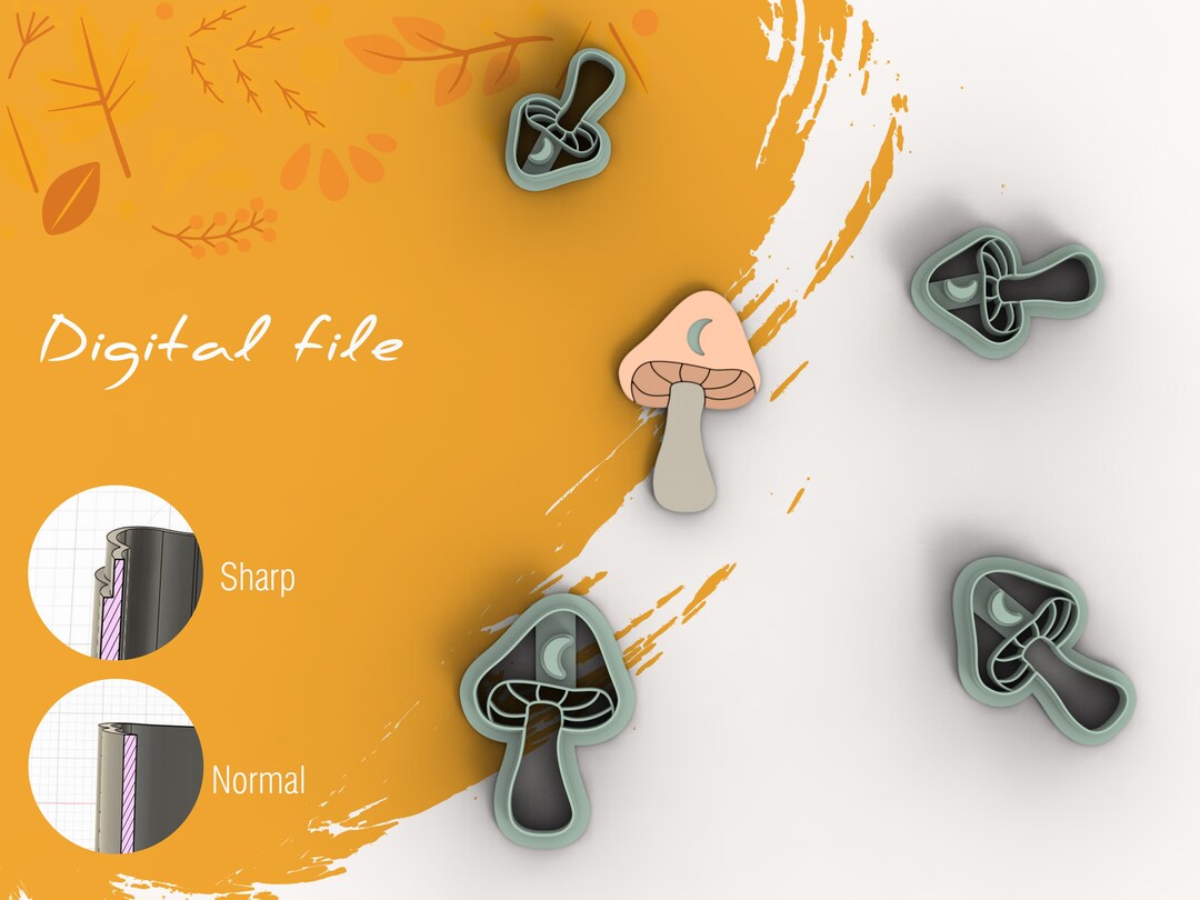 Mushroom 5 Fall | Polymer Clay Cutters | Digital STL File | 5 Sizes | 2 ...