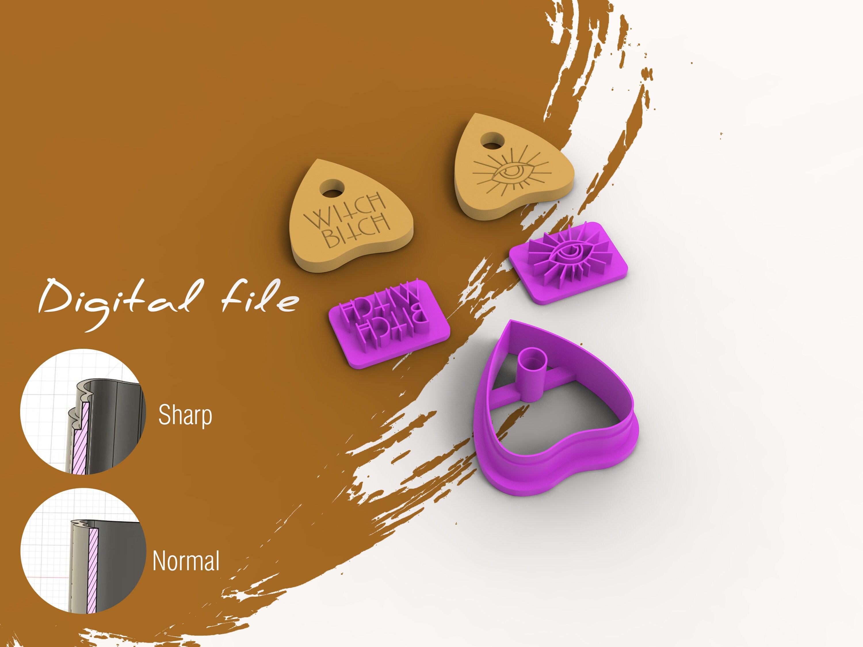 Ouija Planchette Polymer Clay Cutter | STL Digital File | 4 Sizes | 2 ...
