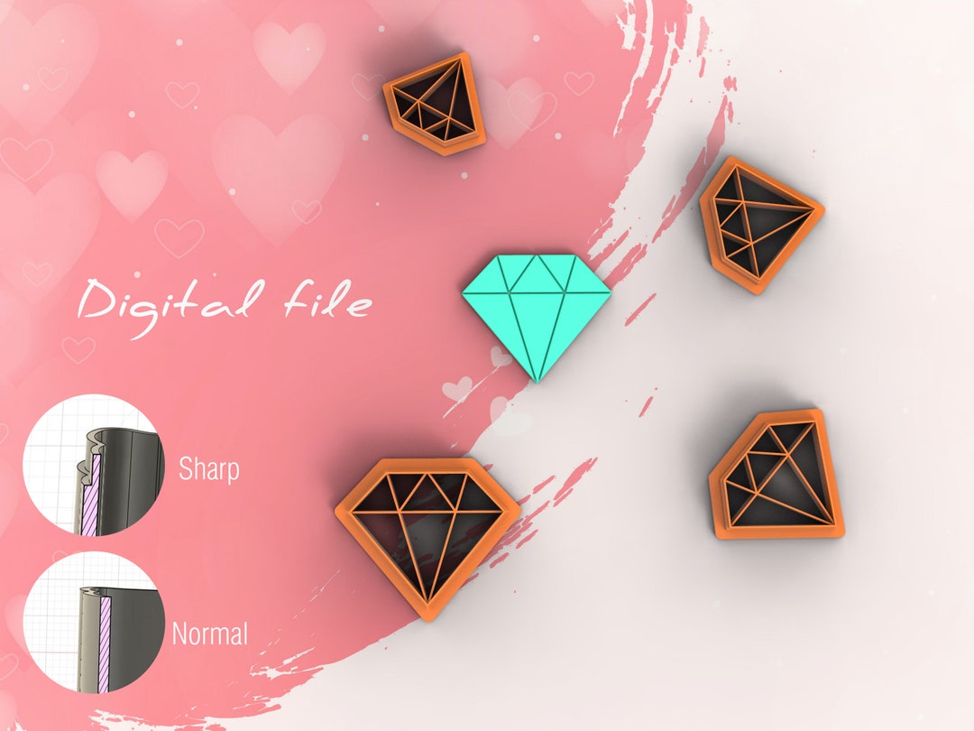 Diamond Valentine Polymer Clay Cutters | Digital STL File | 6 Sizes | 2 ...
