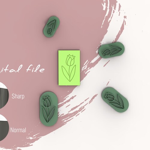Flower 1 Polymer Clay Stamp Digital STL File 3 Sizes 2 - Etsy
