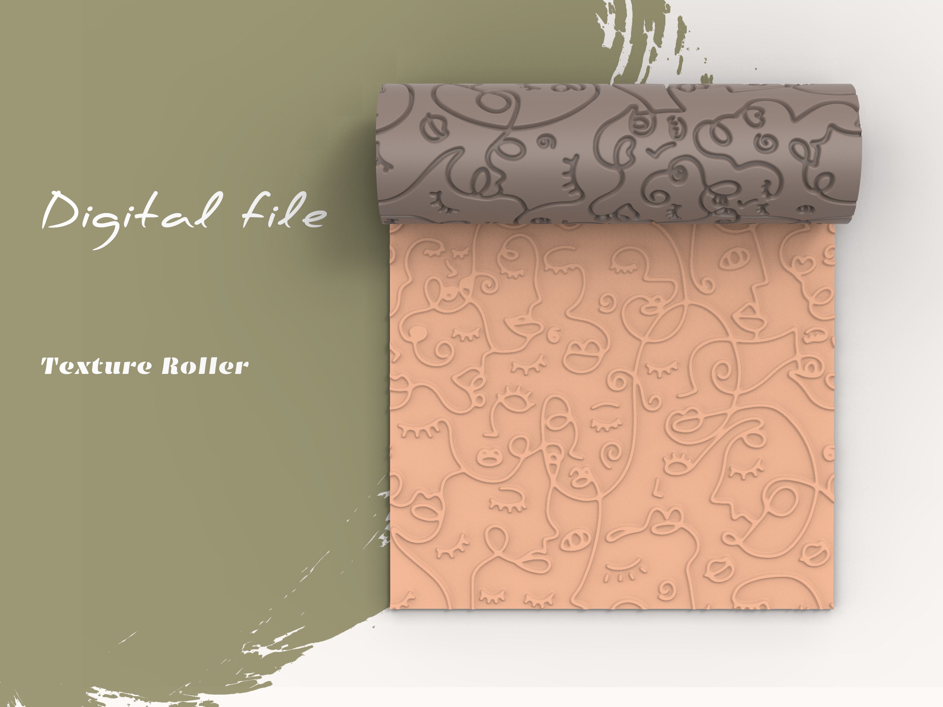Faces | Polymer Clay Seamless Texture Roller | Digital STL File - Etsy