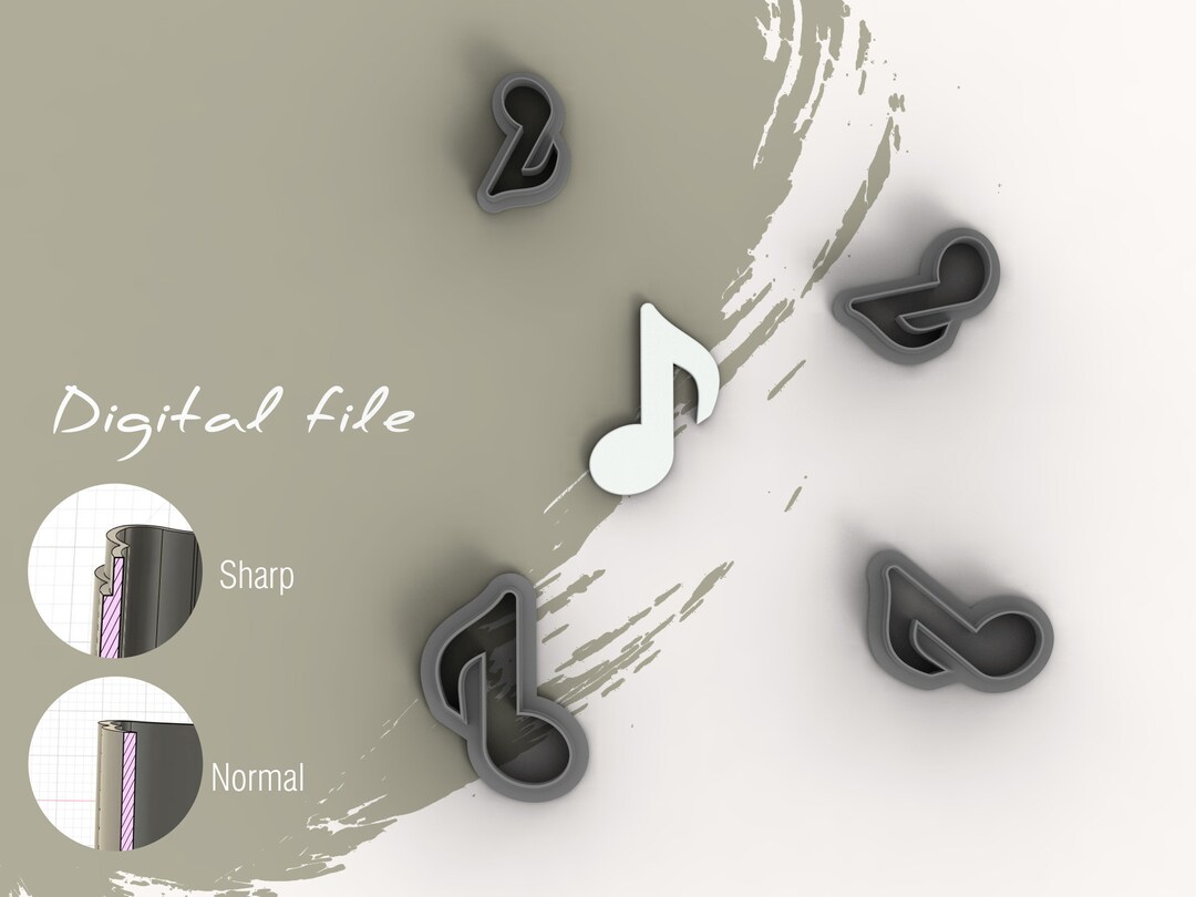 Music Note Polymer Clay Cutter | Digital STL File | 4 Sizes | 2 Cutter ...