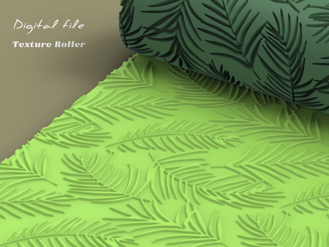 Palm Tree Leaves | Polymer Clay Seamless Texture Roller | Digital STL ...