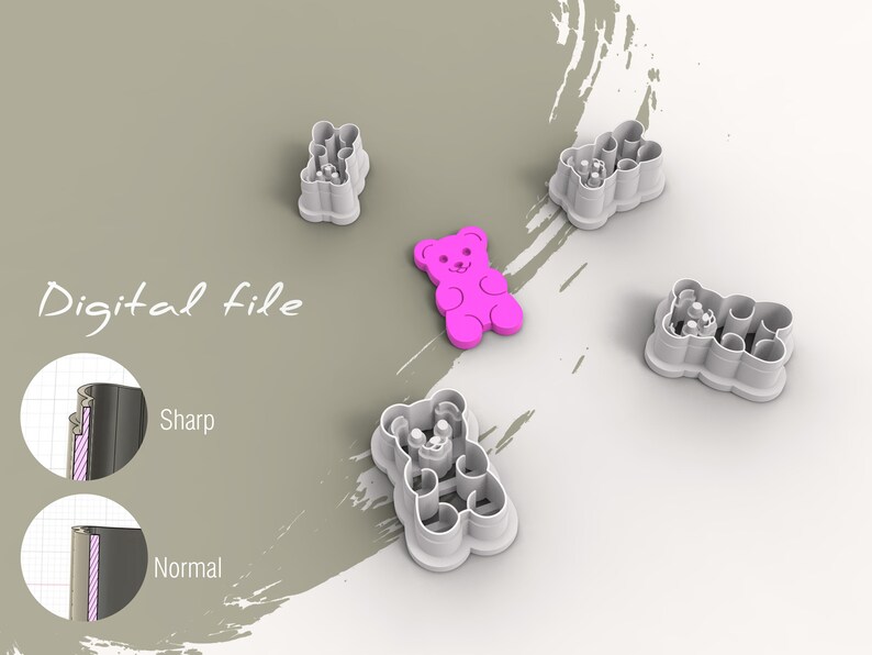 Gummy Bear Polymer Clay Cutters | Digital STL File | 5 Sizes | 2 Cutter ...