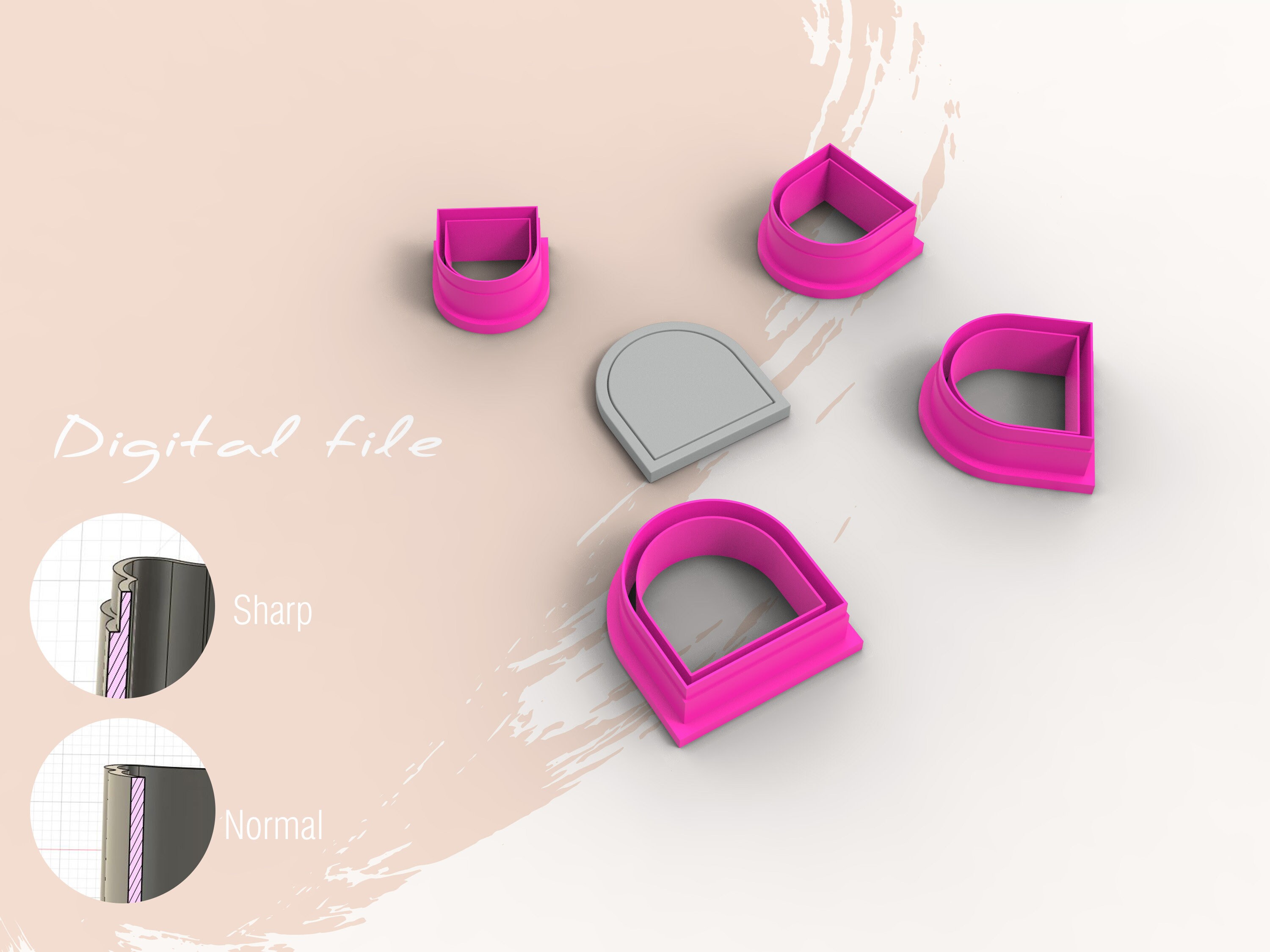 Short Arch With Line Polymer Clay Cutters | Digital STL File | 5 Sizes ...
