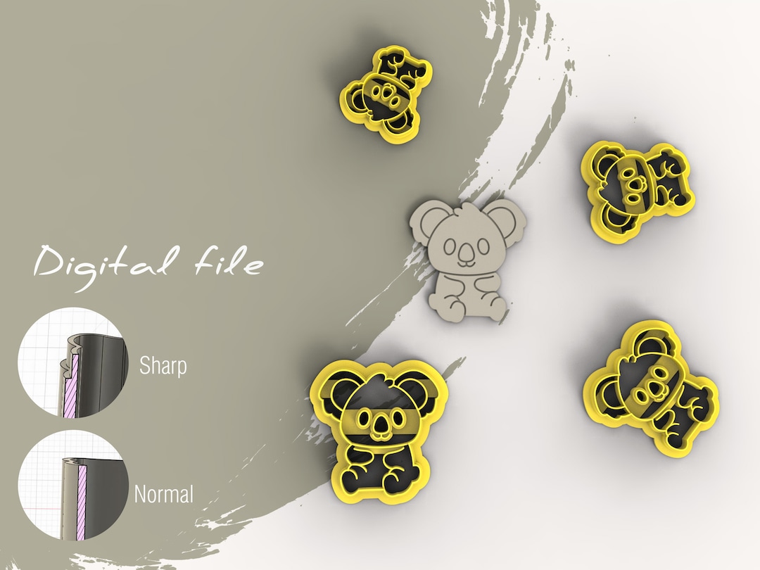 Cute Koala Animal Polymer Clay Cutters | Digital STL File | 4 Sizes | 2 ...