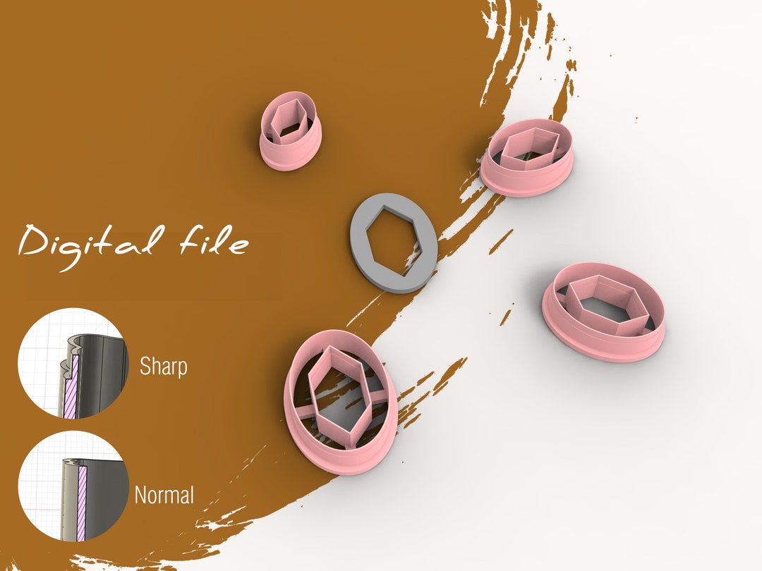 Oval With Polygon Cut Polymer Clay Cutter | Digital STL File | 5 Sizes ...
