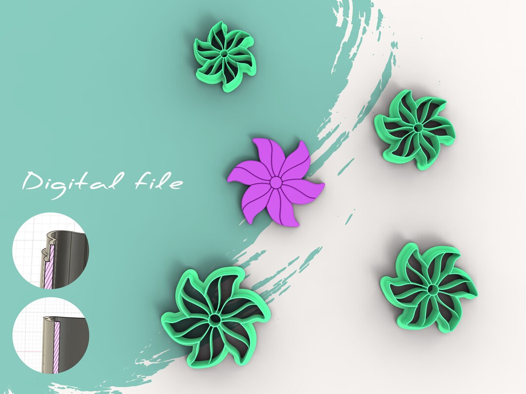 Pinwheel Flower Polymer Clay Cutter | Digital STL File | 4 Sizes | 2 ...